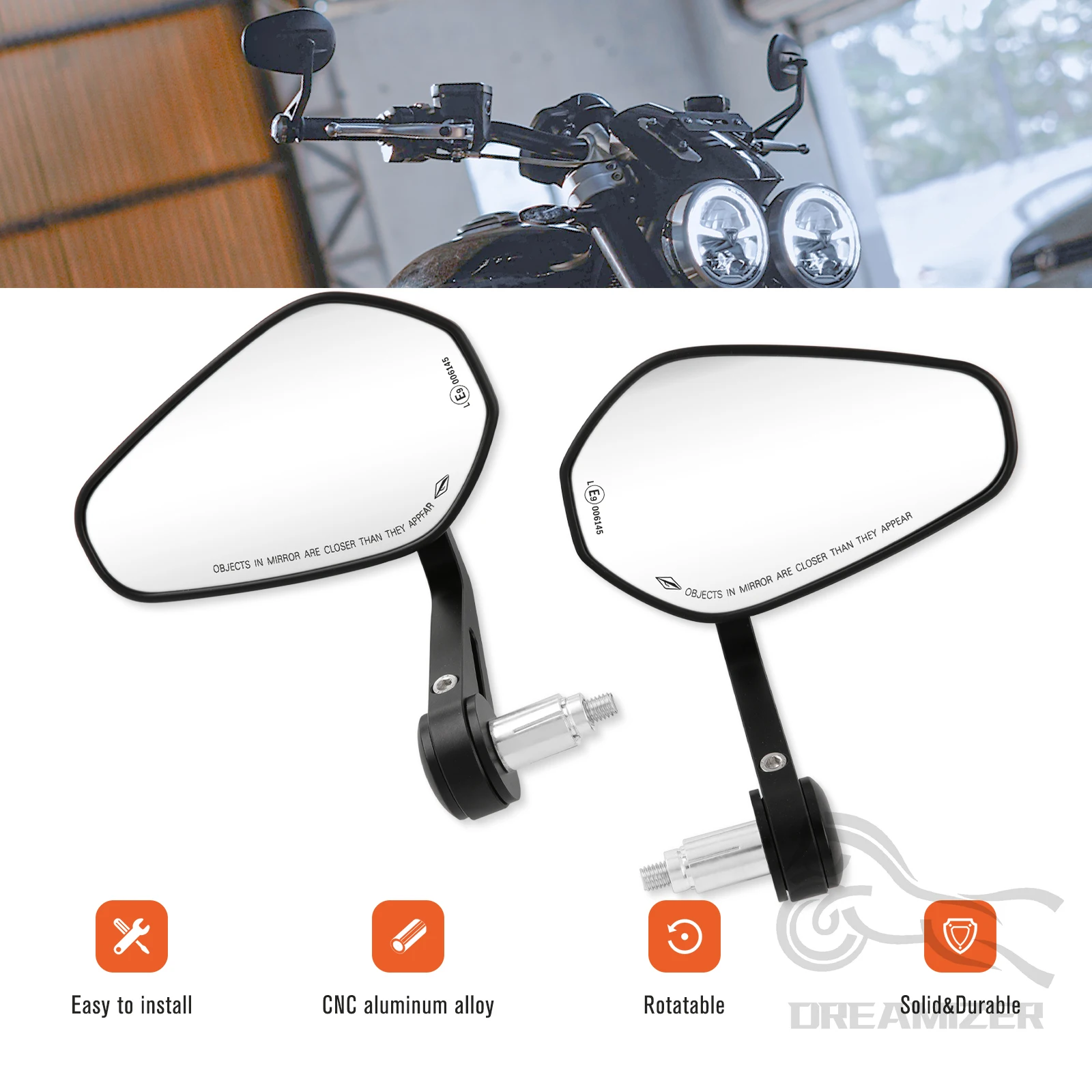7/8" or 1" Motorcycle Motorbike Scooters Rear View Side Mirror Handle ...