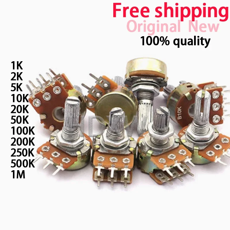 (5-20piece) WH148 3PIN 20MM Single Couplet Potentiometer With Nuts 1K ...