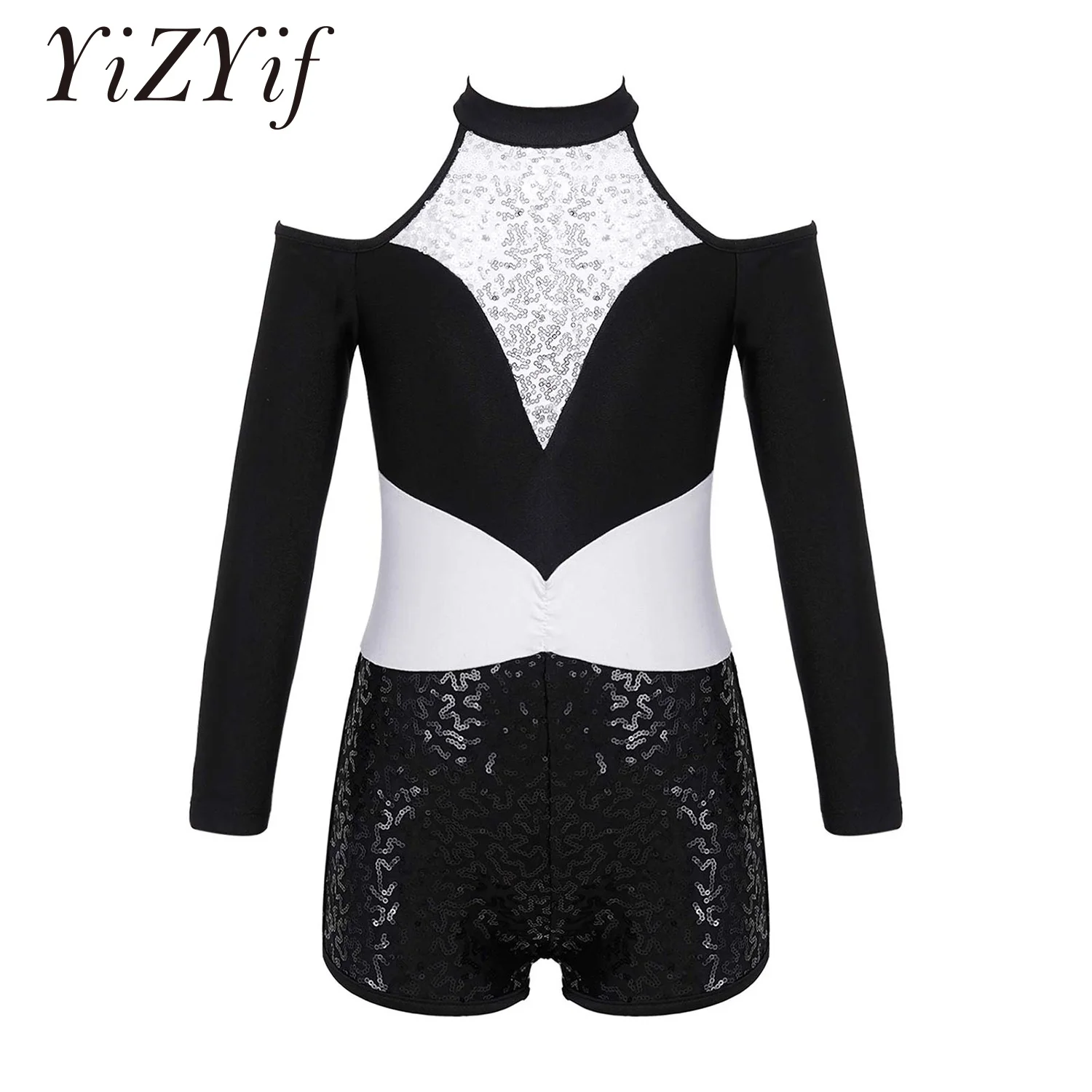 Kids-Girls-Shiny-Sequins-Ballet-Dance-Shorty-Unitard-Long-Sleeve ...