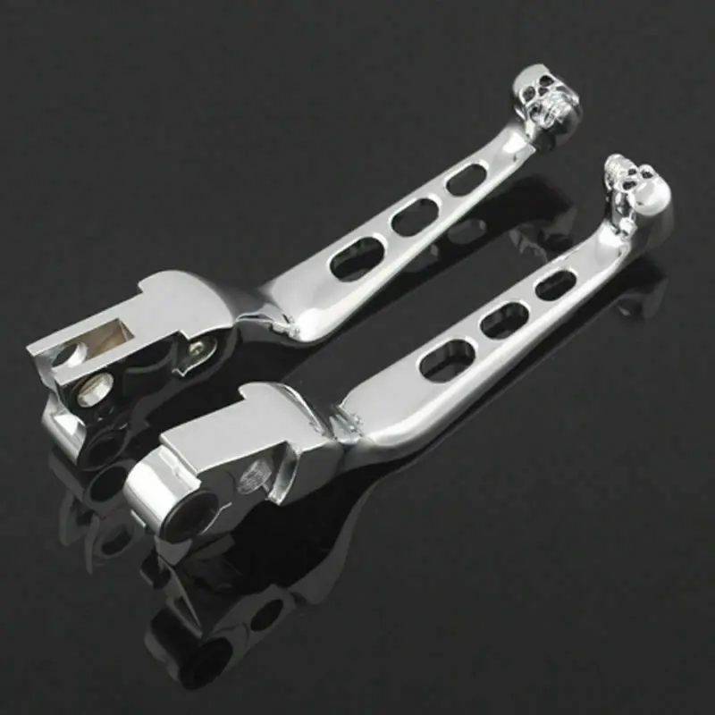 Motorcycle-Aluminum-Skull-Style-Brake-Clutch-Lever-Handlebar-For-Harley ...