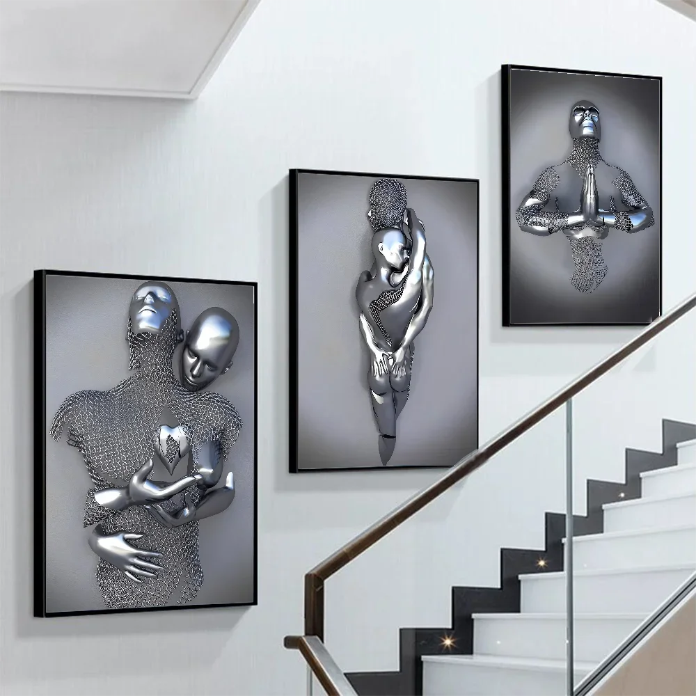 Metal-figure-statue-Poster-Self-adhesive-Art-Poster-Retro-Kraft-Paper ...