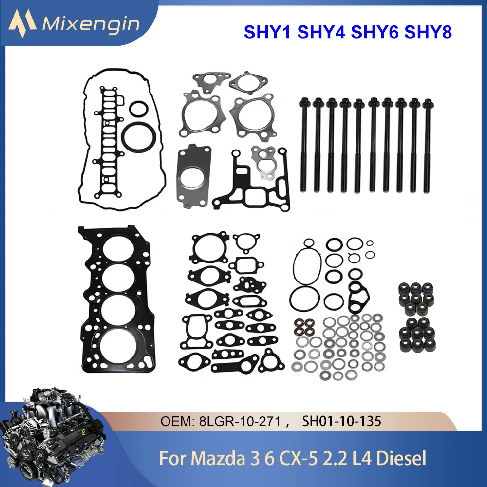 Engine Full Gasket Kit Head Bolts Set For 2012-2021 Mazda 3 6 CX5 2.2T ...