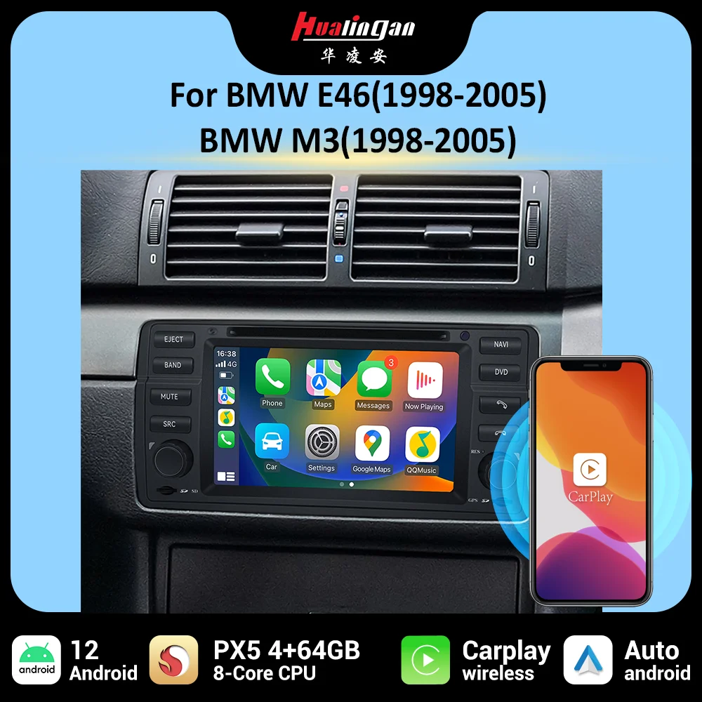 Hualingan-for-BMW-E46-Double-DIN-BMW-E46-Android-Wireless-CarPlay-E46 ...