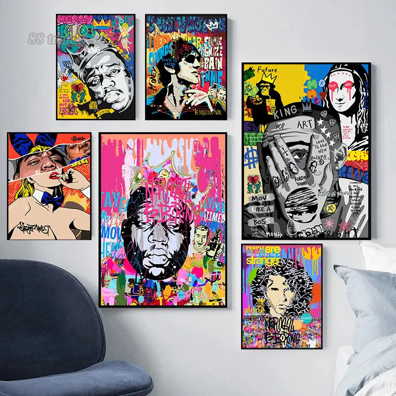 Pop-Singers-Rapper-Graffiti-Art-Canvas-Painting-B-I-G-Biggfie-Abstract ...
