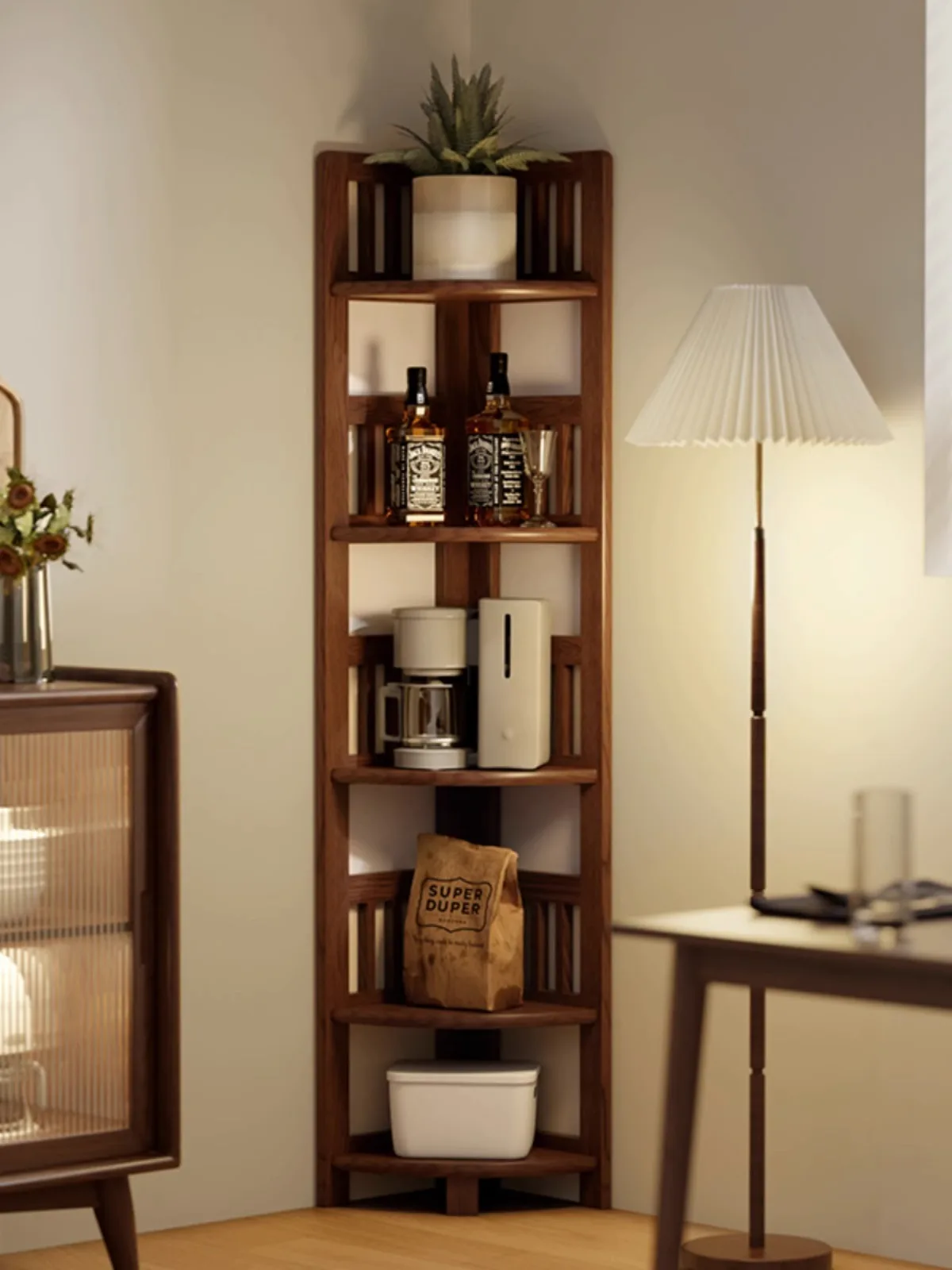 Light-luxury-all-solid-wood-corner-shelves-bedrooms-integrated-corner ...