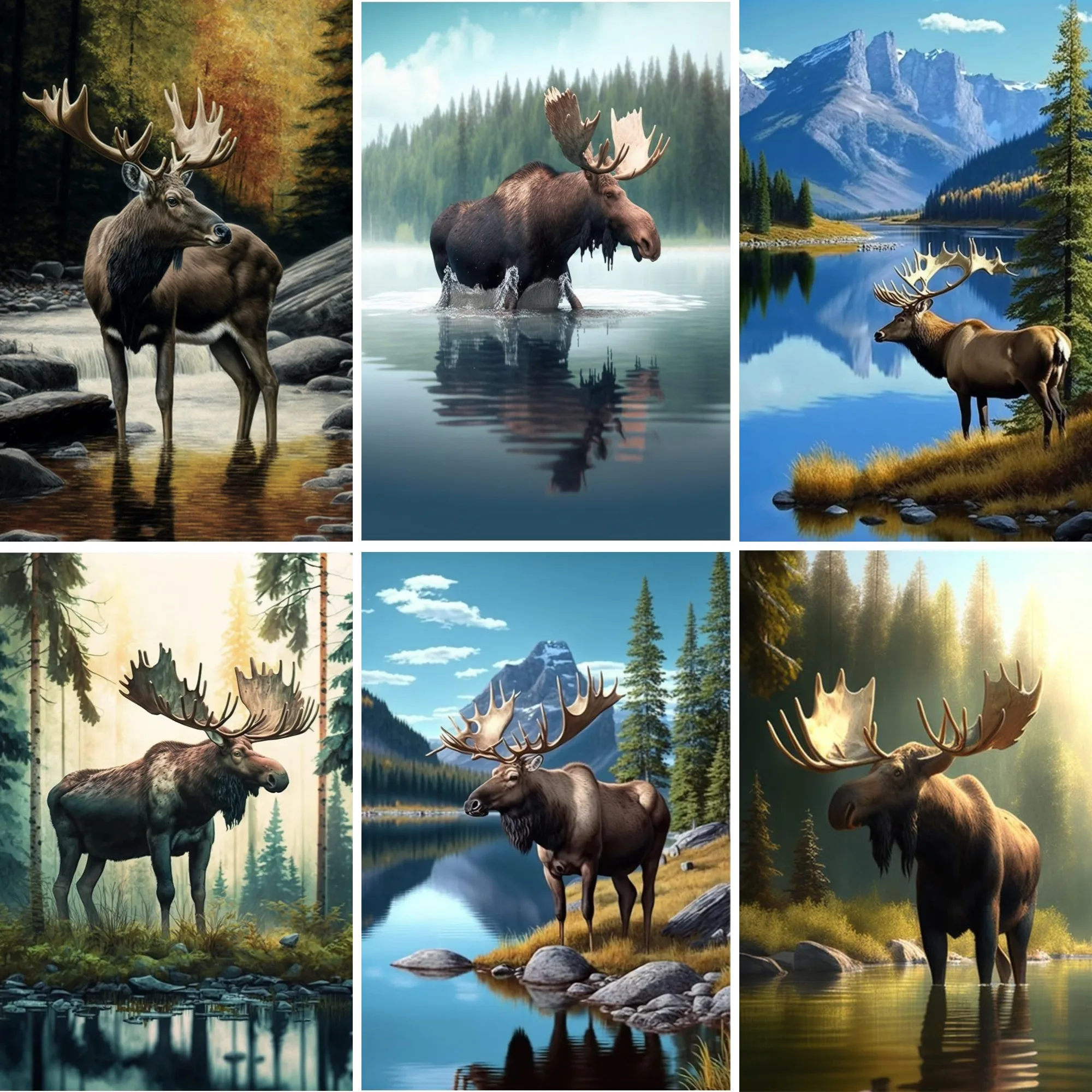 Full Square 5D DIY Diamond Painting Colorado Moose Western Bull Poster ...