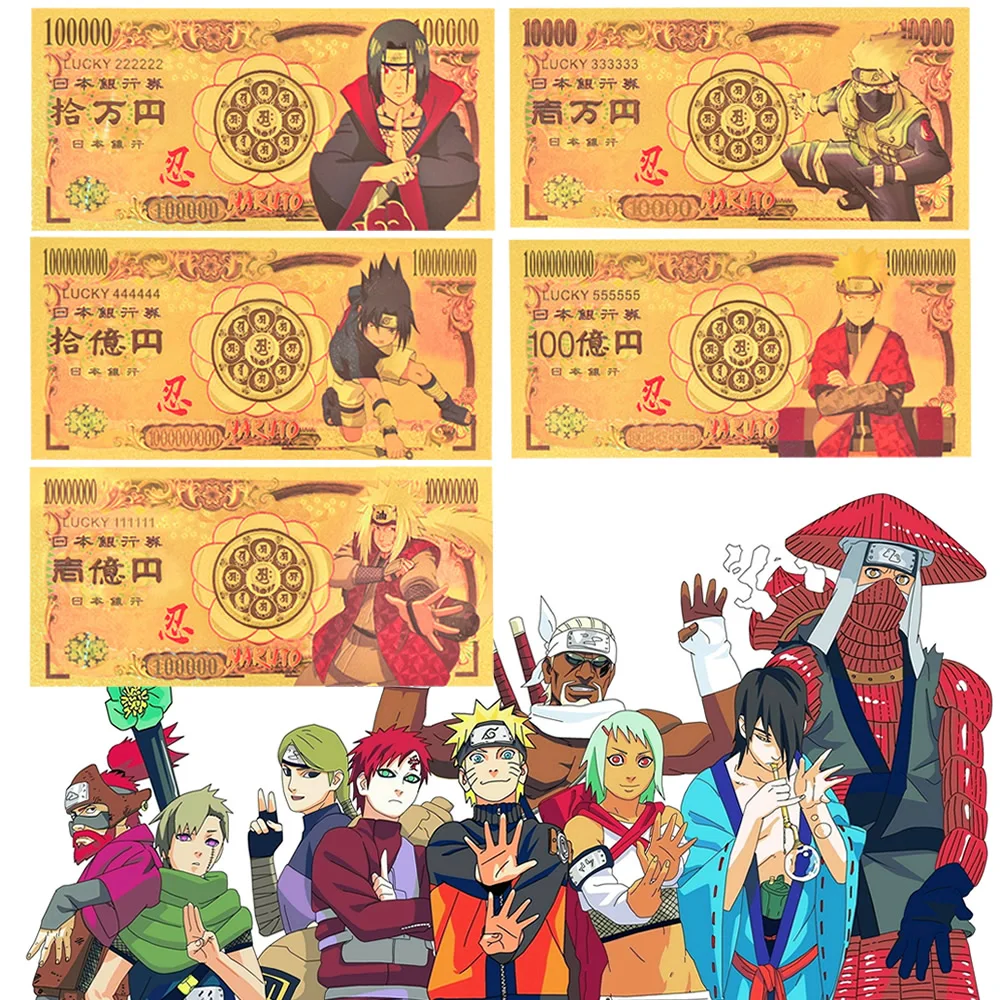Anime Naruto Gold Foil Money Cartoon Uzumaki Kakashi Collection ...