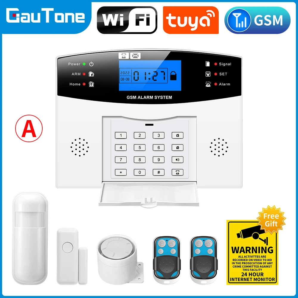 Painel de alarme sem fio Home Security, controle remoto, comutável, 9 idiomas, Wi-Fi, GSM, GPRS ...
