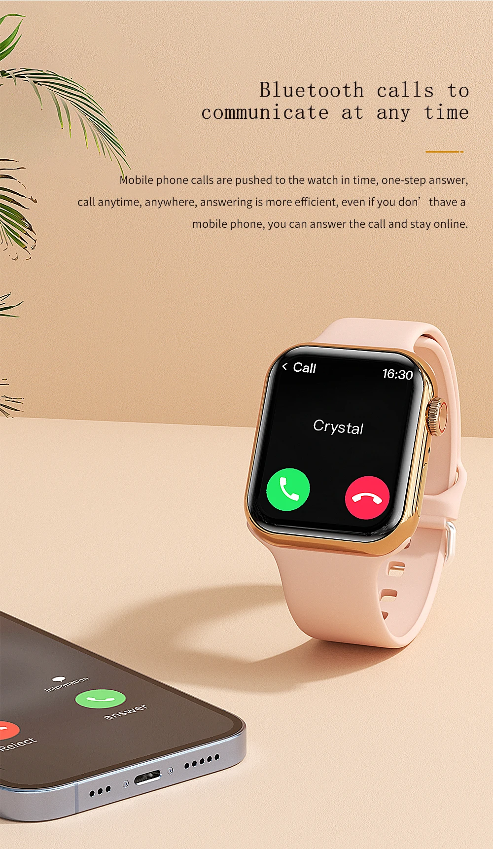 ساعة ذكية نسائية Smartwatch احدث اصدار (ضمان ذهبي ) - coffee &horse