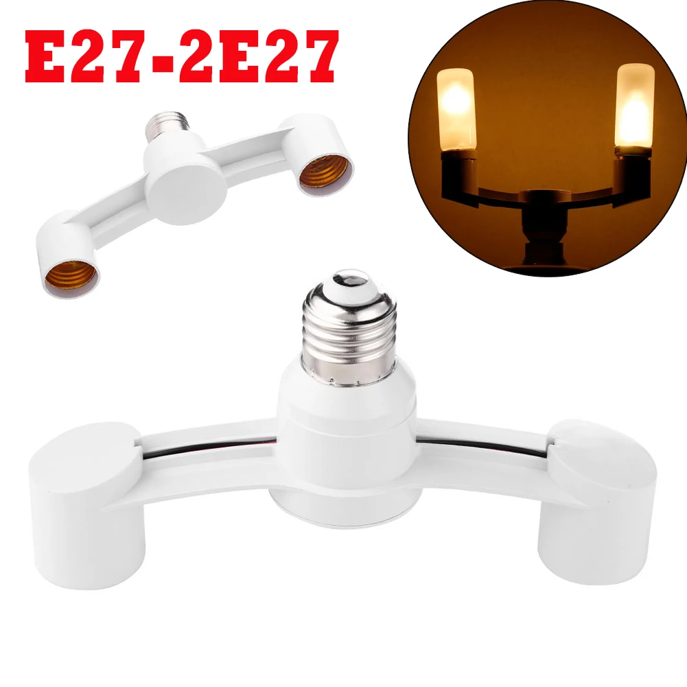 E27 To 2E27 Bulb Socket Adapter Portable 85-285V Lamp Head Conversion ...