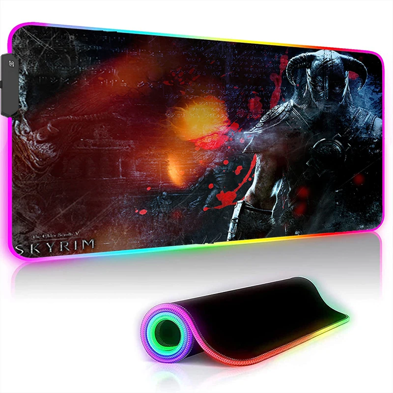 The Elder Scrolls V Skyrim RGB LED Gaming Mouse Pad Cool Luminous Game ...