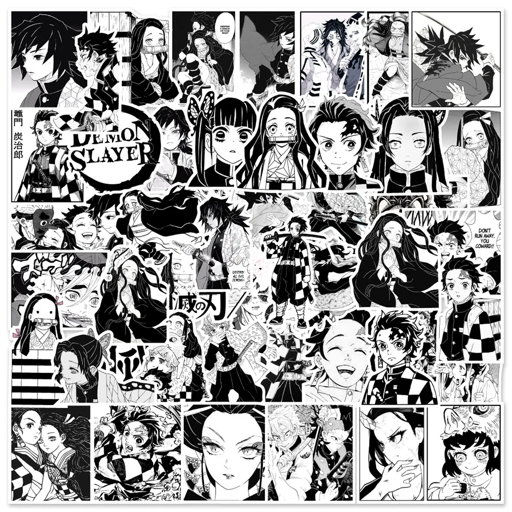 10-30-50pcs-Anime-Demon-Slayer-Kamado-Tanjirou-Stickers-Cool-Black-and ...