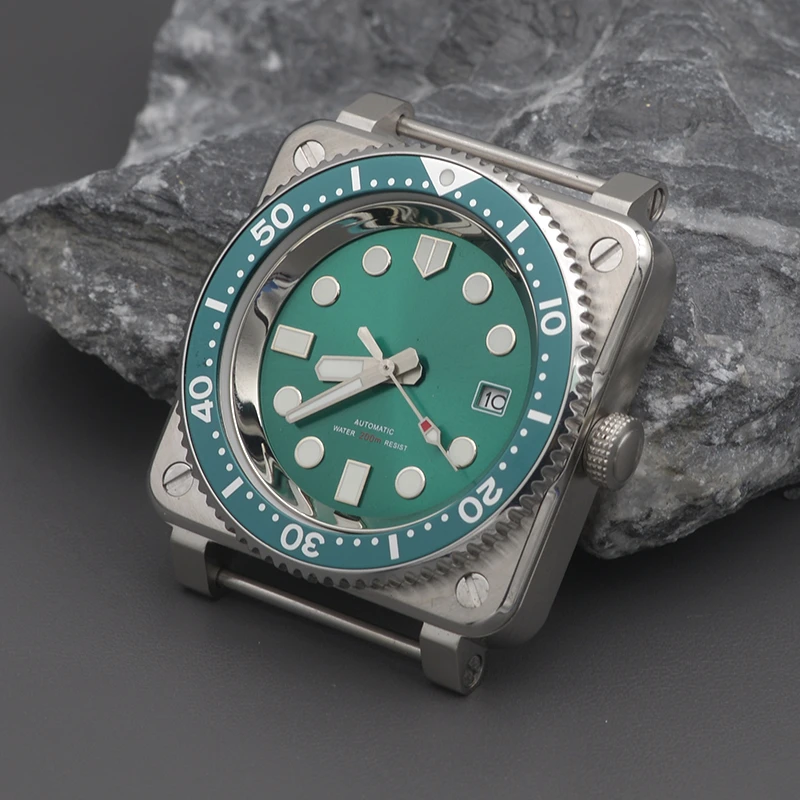 New Square Men's Watch Cases NH35 Movement 39mm Bezel Insert Automatic ...