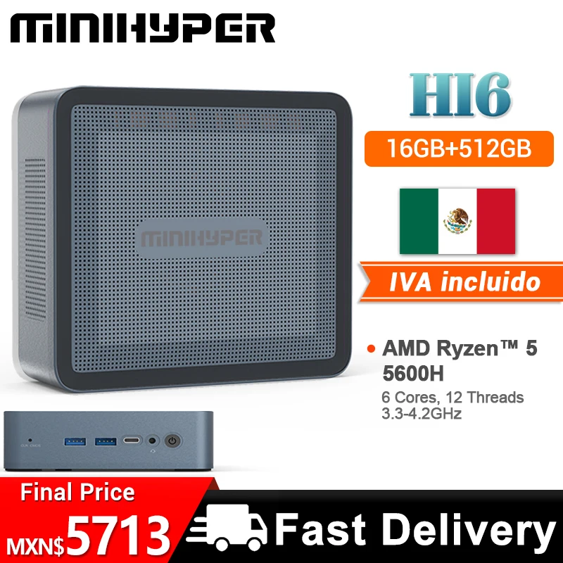 MiniHyper-HI6-Mini-PC-AMD-Ryzen-5-5600H-CPU-16GB-DR4-3200M-512GB ...