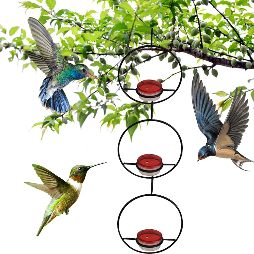 3Pcs-Humble-Circular-Bird-Feeder-with-Red-Bowl-and-Perch-Hanging ...