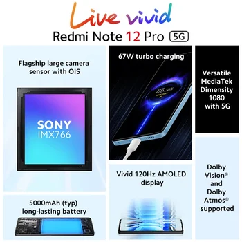 Versión Global Xiaomi Redmi Note 12 Pro 5G Smartphone Cámara 50MP OIS ...