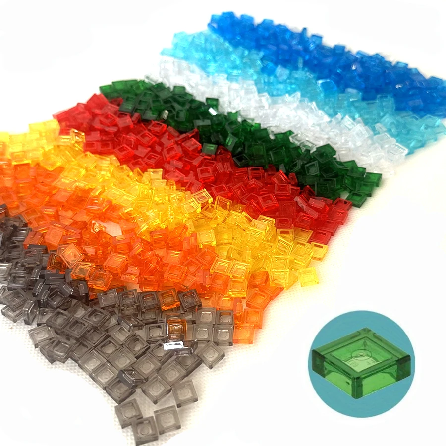 200PCS 1x1 Transparent Clear Colorful Bricks Flat Tile Smooth Building ...