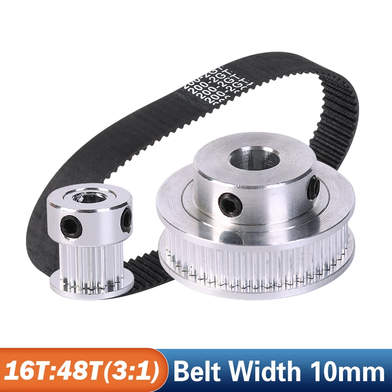 16 Teeth 48 Teeth GT2 Timing Belt Pulley Kit 1:3 Speed Ratio 16T:48T 2M ...