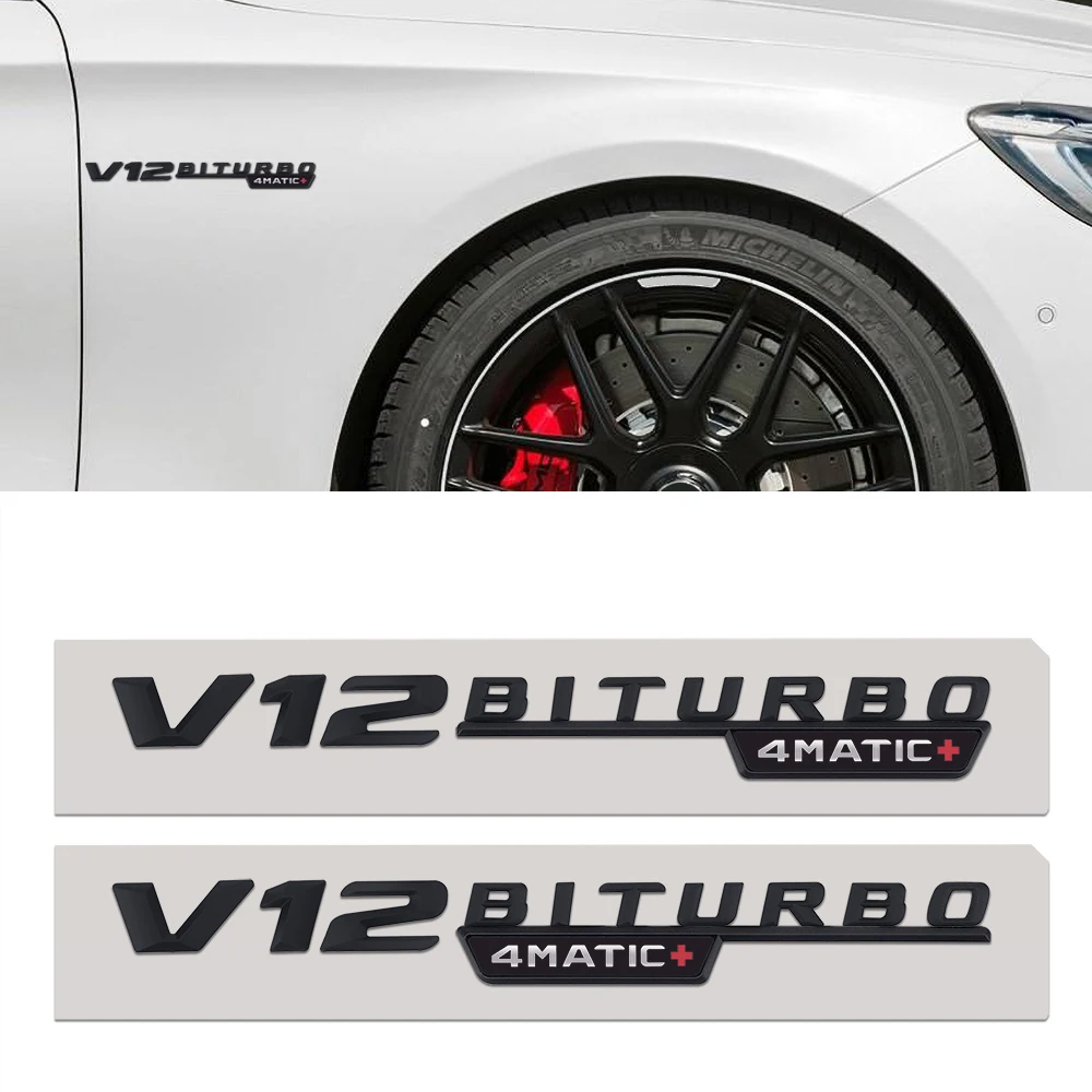 Car-Insignia-Emblem-Letters-Sticker-V12-BITURBO-4MATIC-Chrome-Fender ...