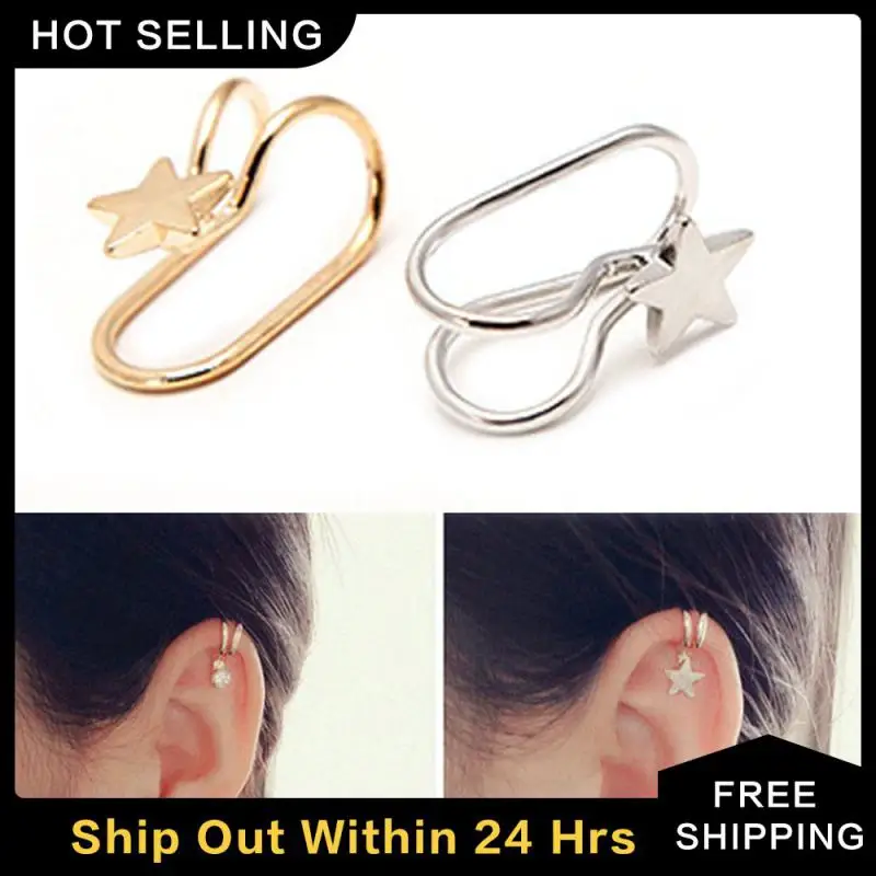 New-Cuff-U-Star-Moon-Earring-Punk-Minimalist-Women-Metal-Buckle-Fake ...