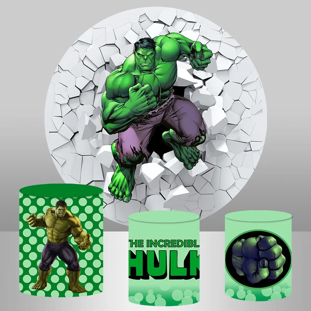 Avenger Hulk Smash Round Backdrop Boy Birthday Party Photo Backdrop ...