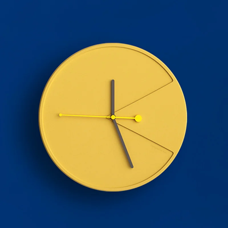 Cement-Yellow-Large-Wall-Clock-Modern-Design-3d-Mute-Wall-Watches-Home ...