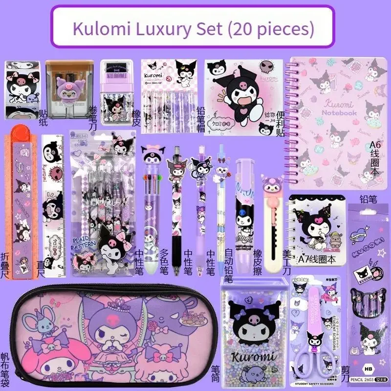 Kawaii-Sanrioed-Anime-Figure-Kuromi-Stationary-Set-School-Supplies ...