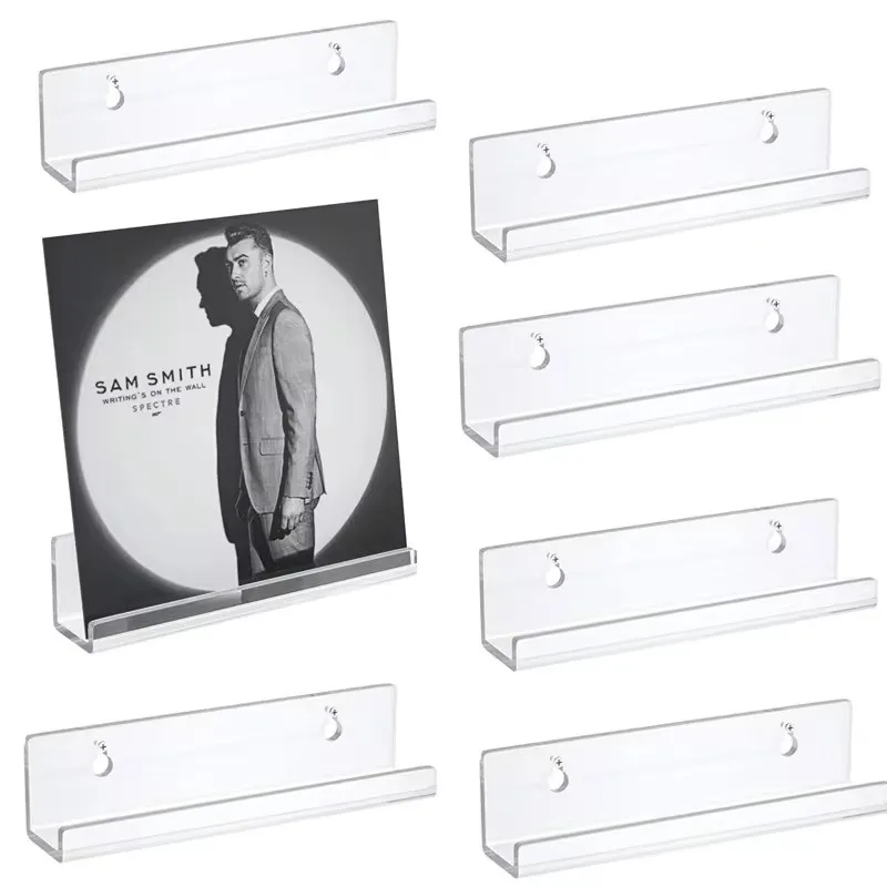 Acrylic-Record-Rack-Holder-Wall-Mount-2-6-8Pcs-Album-Cd-Display-Clear ...