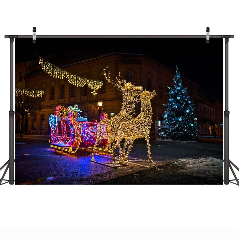 7x5ft-Merry-Christmas-Reindeer-Sleigh-Sledge-Santa-Claus-Custom ...