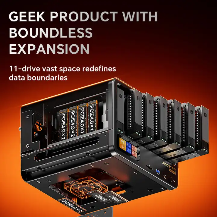 Nas Drive AOOSTAR WTR MAX AMD R7 PRO 8845HS 11 Bays Mini PC With Screen ...