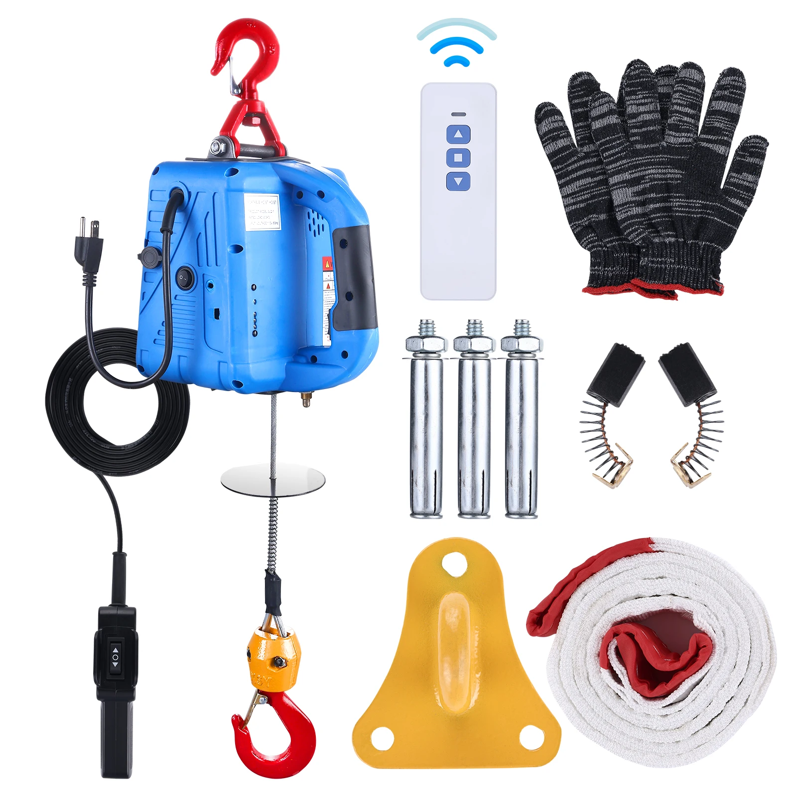 3-in-1-Electric-Hoist-Winch-1100-lb-Wireless-Remote-Cable-Remote-220 ...