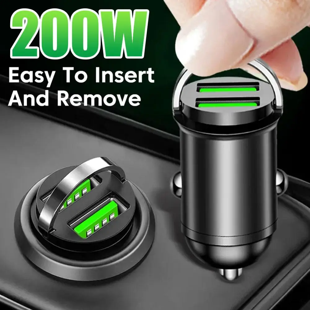 200W-50W-Mini-Dual-Ports-USB-Car-Charger-Lighter-Fast-Charging-Car ...