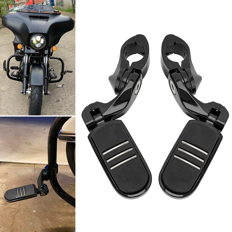 Motorcycle-1-25-Engine-Guard-Foot-Pegs-Footboards-Adjustable-Highway ...