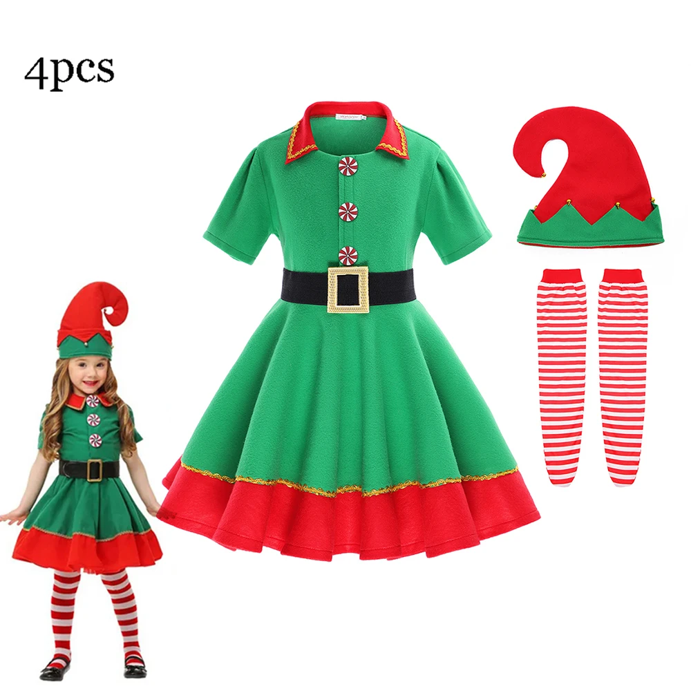 Disfraz de elfo de Año Nuevo 2025 para niña, conjunto de traje de Papá ...