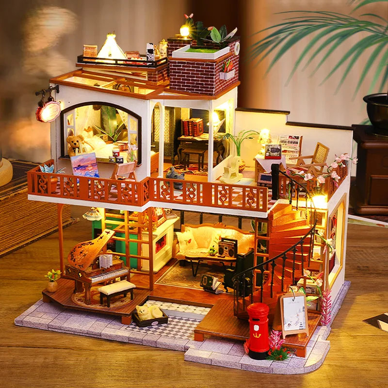 DIY-Wooden-Casa-Doll-Houses-Miniature-Building-Kits-with-Furniture ...