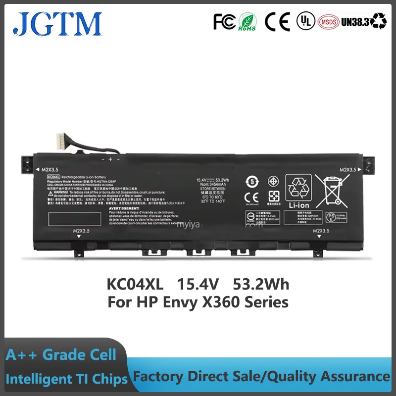 JGTM 15.4V 53.2Wh KC04XL Laptop Battery For HP Envy X360 13-AG 13z-AG ...