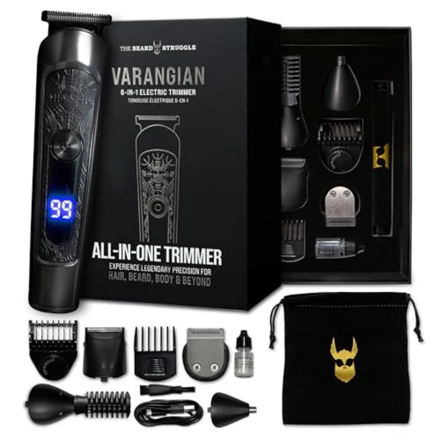 6-in-1 Titanium Beard Trimmer for Hair Beard Body 17 Length Adjustable ...