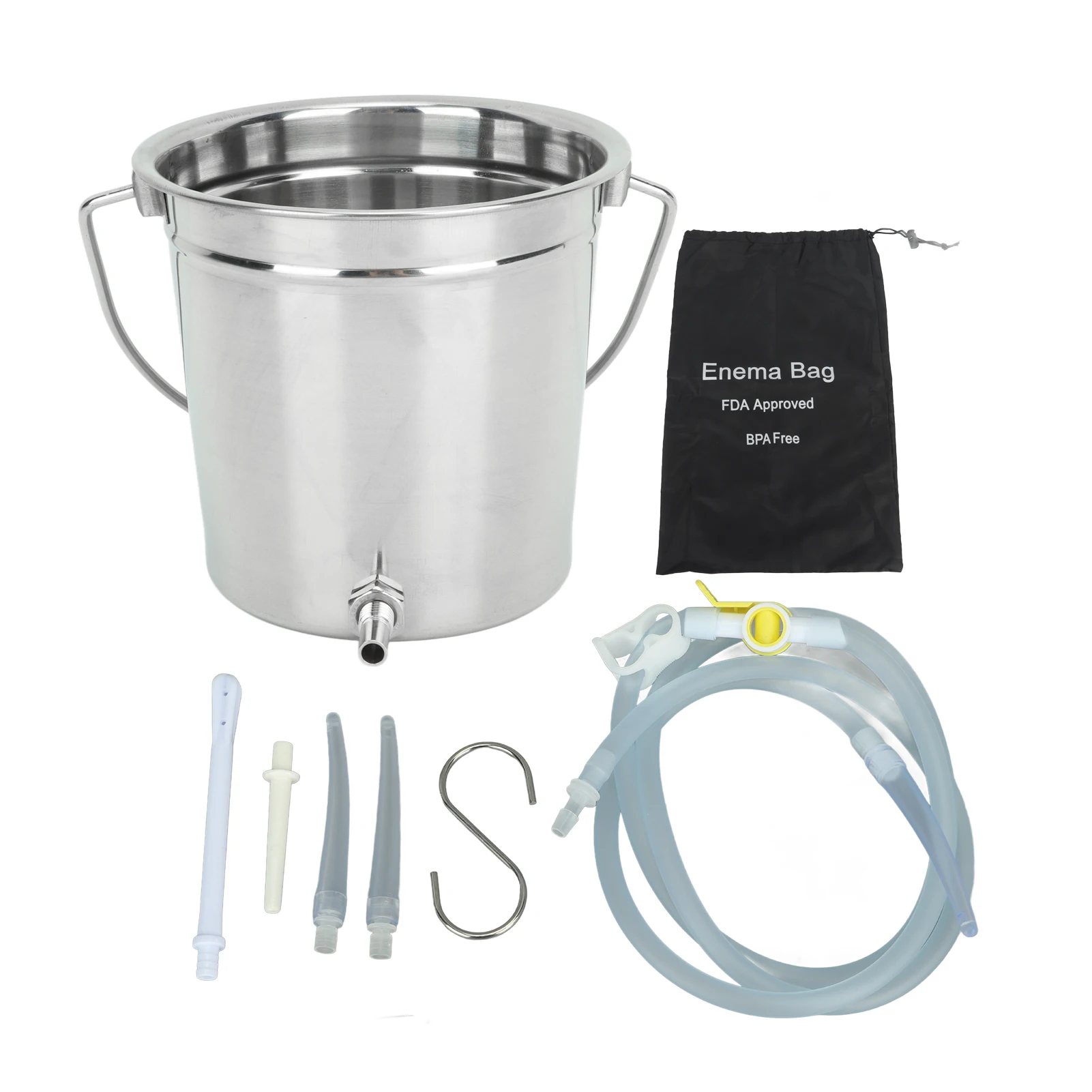 Enema-Bucket-Kit-Colon-Cleansing-Bucket-Relieve-Constipation-Stainless ...