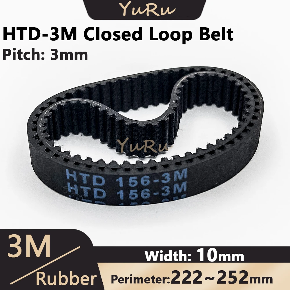 HTD 3M Timing Belt Width 10mm Rubber Closed Loop Length 222 225 228 231 ...