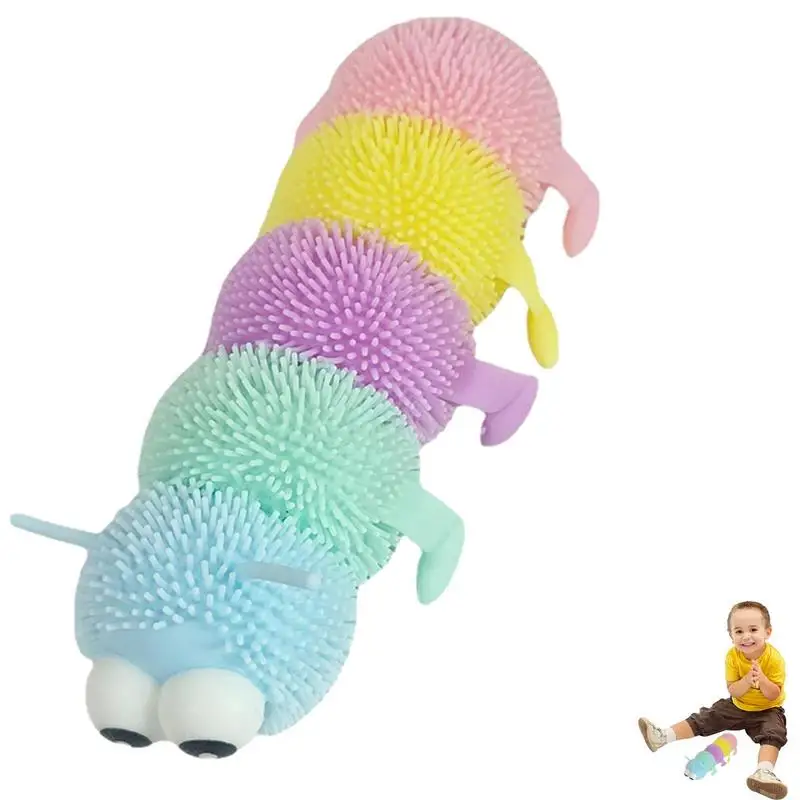 Colorful Caterpillar Toy Luminous Squeeze Toy Soft Caterpillar Stretch ...