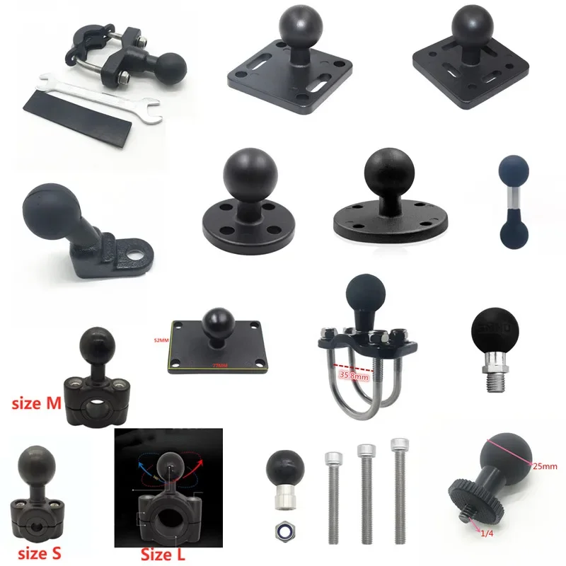 1" Ball Head Adapter M6 M8 M10 1/4" Thread Screw for RAM Mount ...
