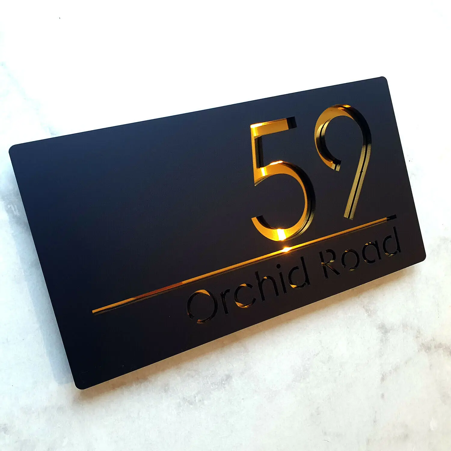 Personalised Laser Cut House Signs Matt Black Gold Mirror Door Number Personalised Laser Cut House Signs Matt Black Gold Mirror Door Number