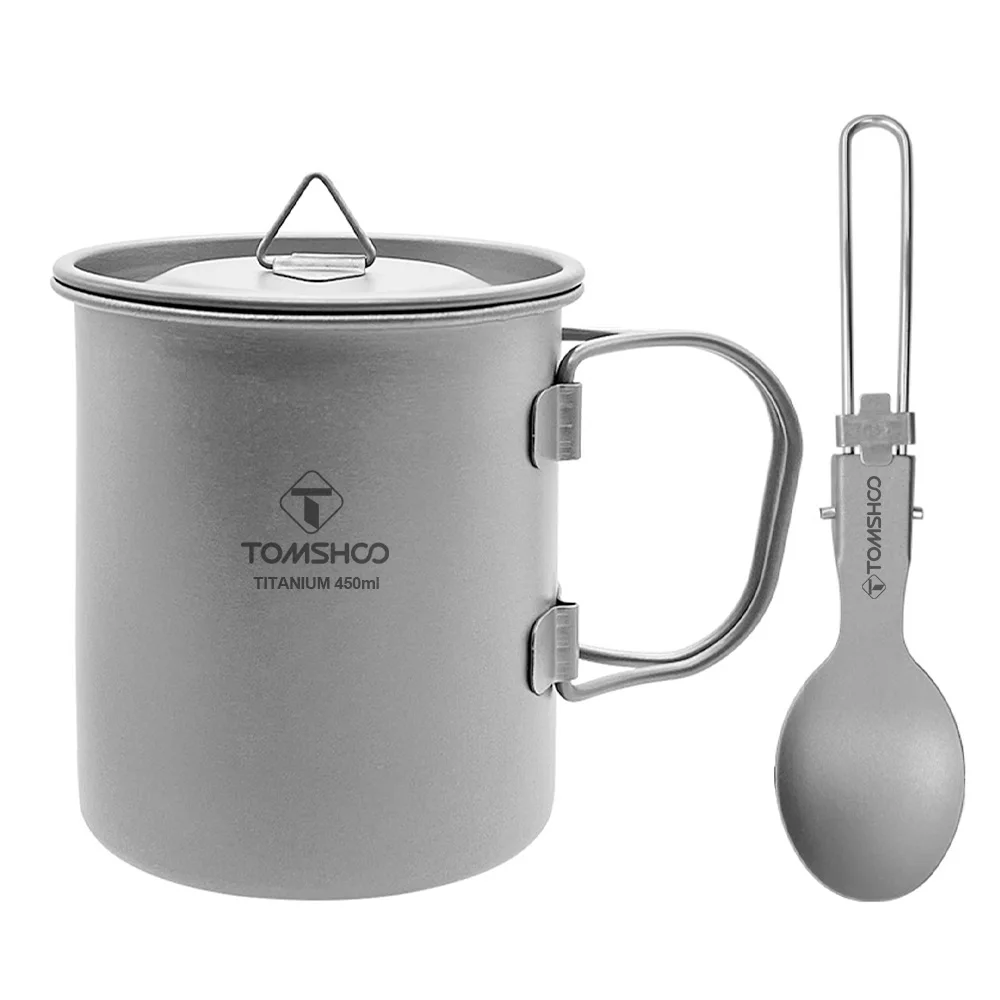 Tomshoo Titanium Coffee Cup Sets 450ml Portable Outdoor Travel Camping ...
