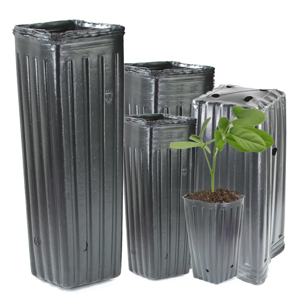 Black-Tall-Square-Plants-Nursery-Grow-Cup-Soft-Plastic-Breathable-Seedlings-Pot-Garden-Sapling ...