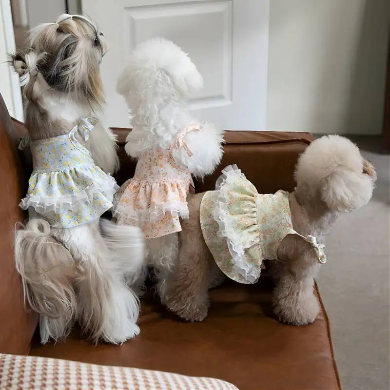 Spring Summer New Dog Dress Soft Lace Short Skirt Pet Clothes Cat Dog ...