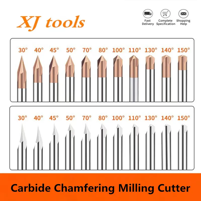 Chamfer End Mill 30 40 50 60 80 90 100 120 130 140 150 Degrees Carbide ...