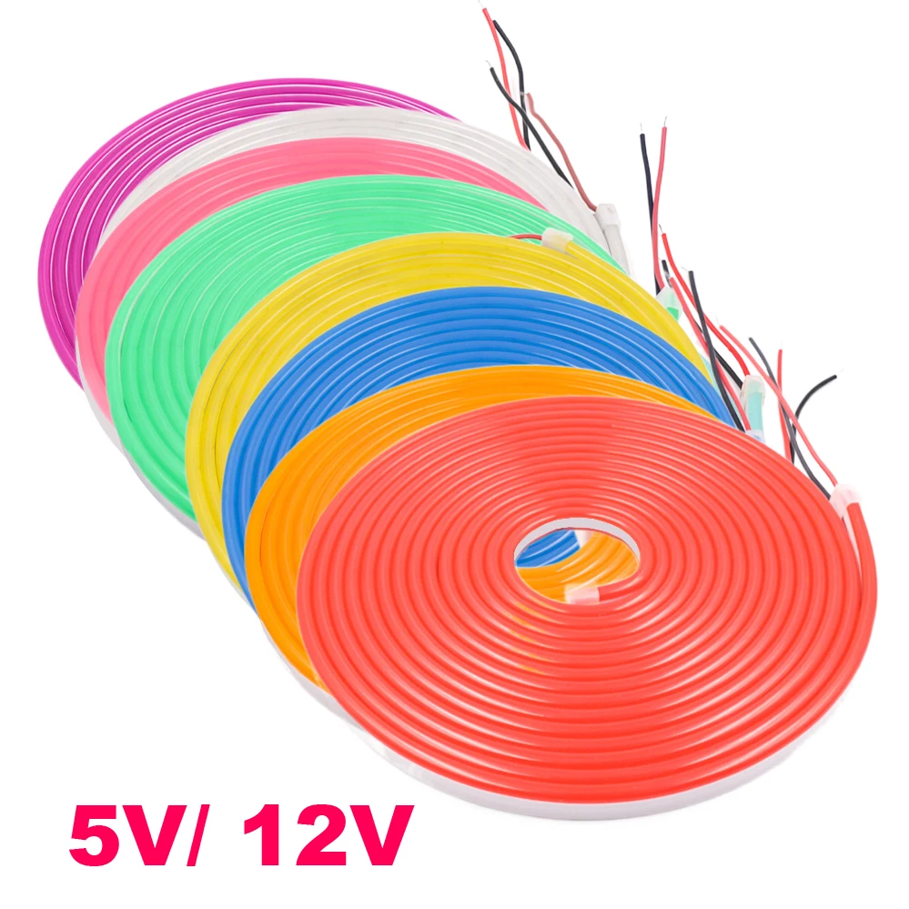 12V-24V-5V-LED-Neon-Light-Strip-Waterproof-Silicone-Tube-Rope-Lights ...