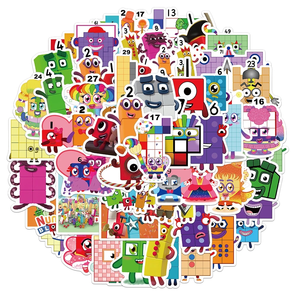 52PCS Creative Fun Cartoon Digital Building Blocks Stickers Decorative ...