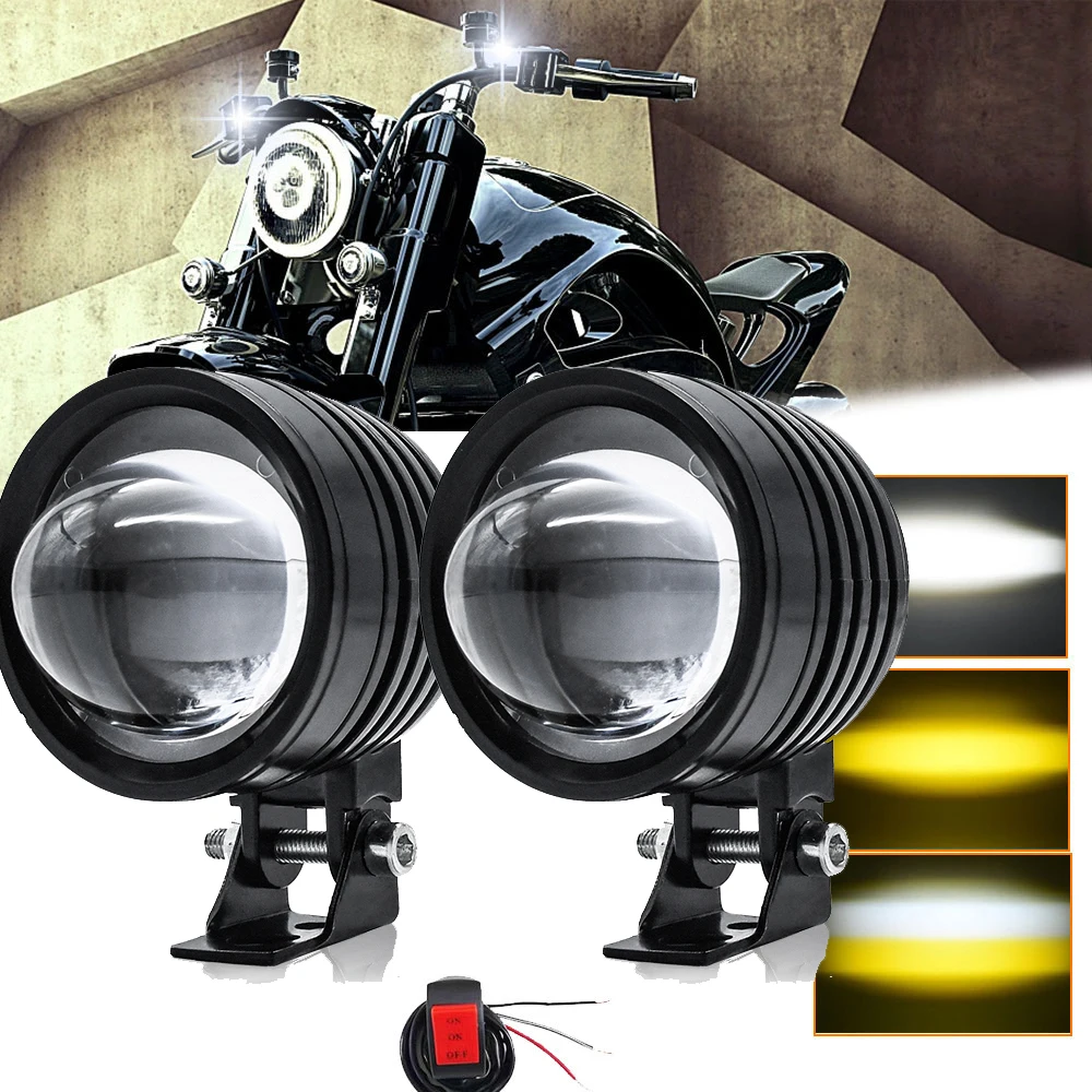 Universal-Motorcycle-Fog-Lights-LED-Spotlight-Foglights-Lens-12V-24V ...