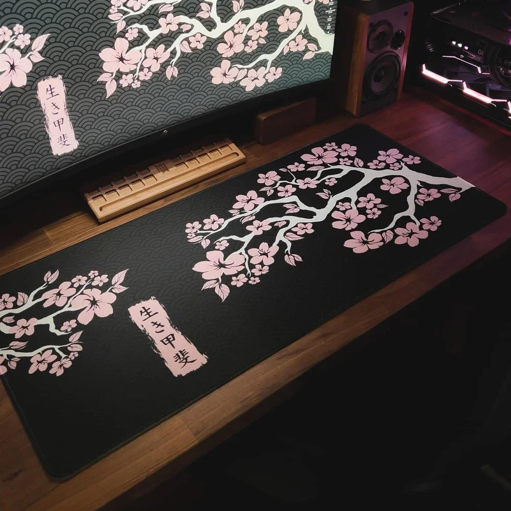 Japan-Sakura-Mousepad-Kawaii-Black-and-White-Deskmat-Large-Mousepad ...
